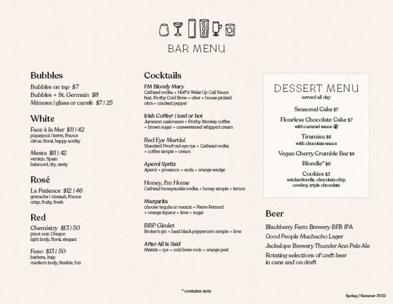 Frothy Monkey Food & Drink Menus | Frothy Monkey