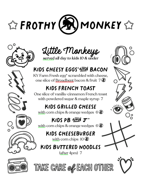 Frothy Monkey Food & Drink Menus – Frothy Monkey