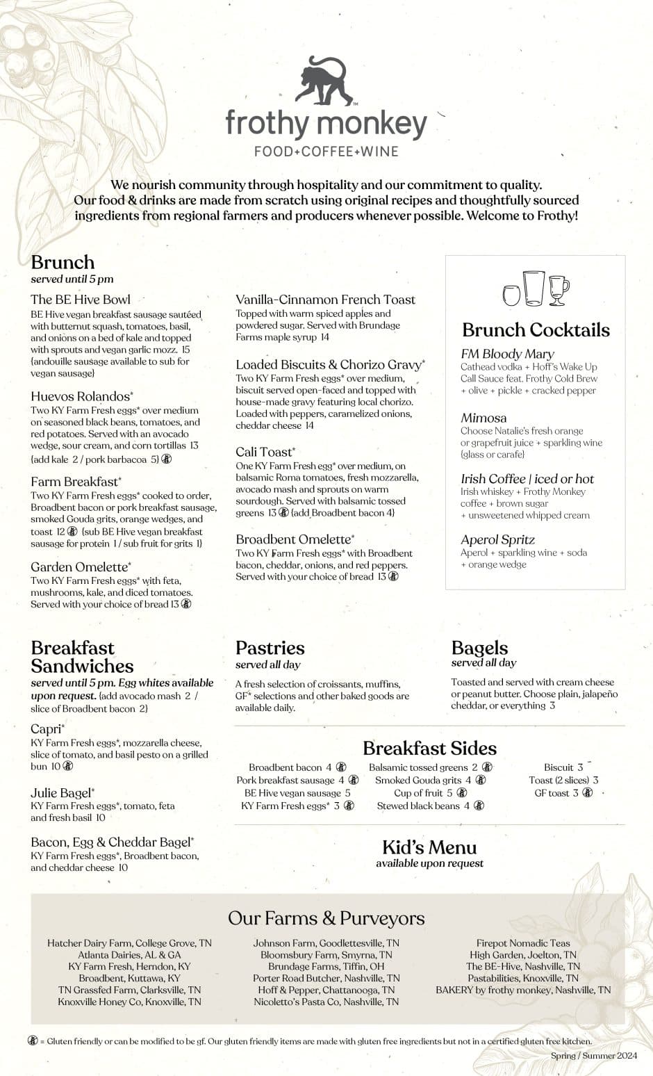 Frothy Monkey Food & Drink Menus – Frothy Monkey